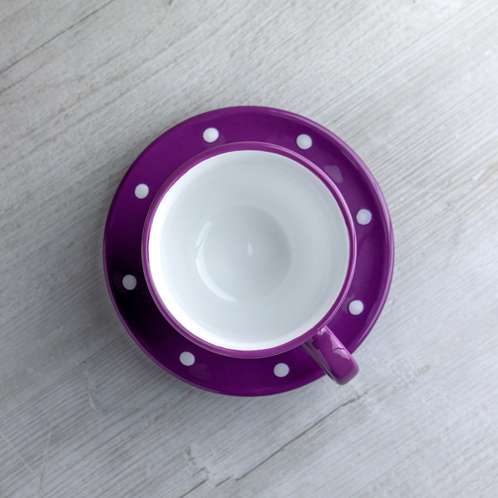Purple Large Teacup LARGE Cup and Saucer Handmade White - Etsy UK