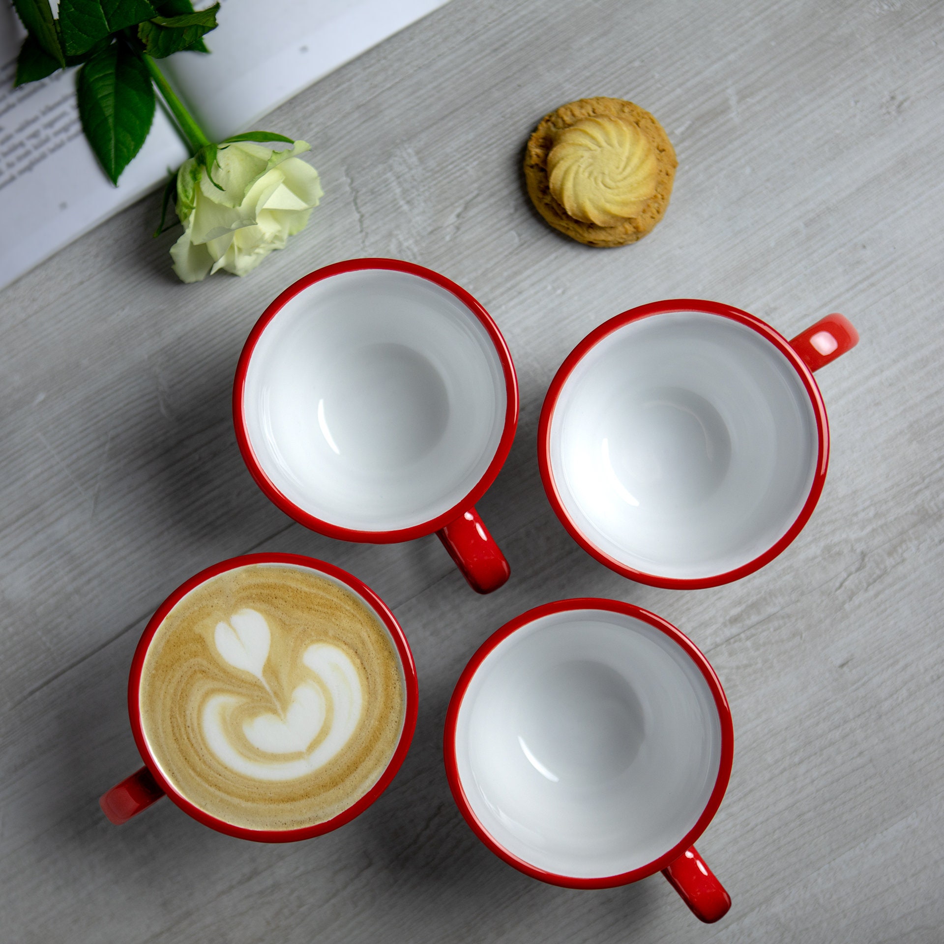 Handmade Large Red Polka Dot Teacup & Saucer | Stoneware Pottery - Etsy