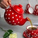 Red Ceramic Tea Set, Teapot Set, LARGE Teapot, Milk Jug, Sugar Bowl Set ...