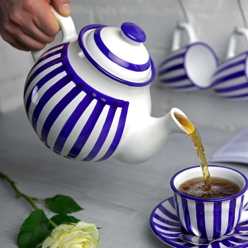 Ceramic Teapot Handmade Pottery Tea Pot Extra Large Navy - Etsy