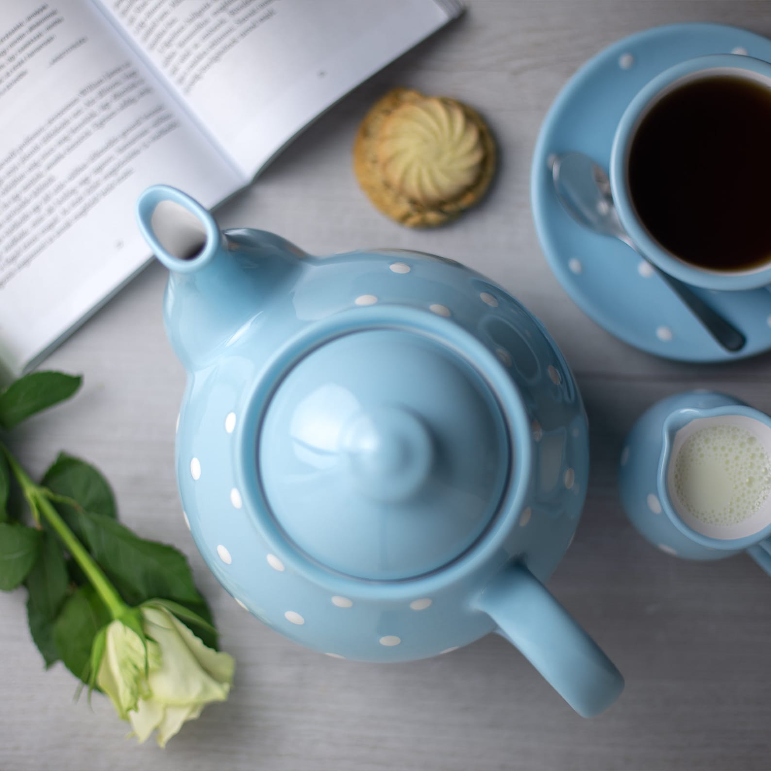 Blue Ceramic Tea Set Teapot SET for FOUR Large Teapot Milk | Etsy