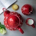 Red Ceramic Tea Set, Teapot Set, LARGE Teapot, Milk Jug, Sugar Bowl Set ...