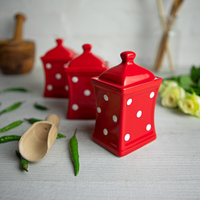 Red White Canisters - Etsy