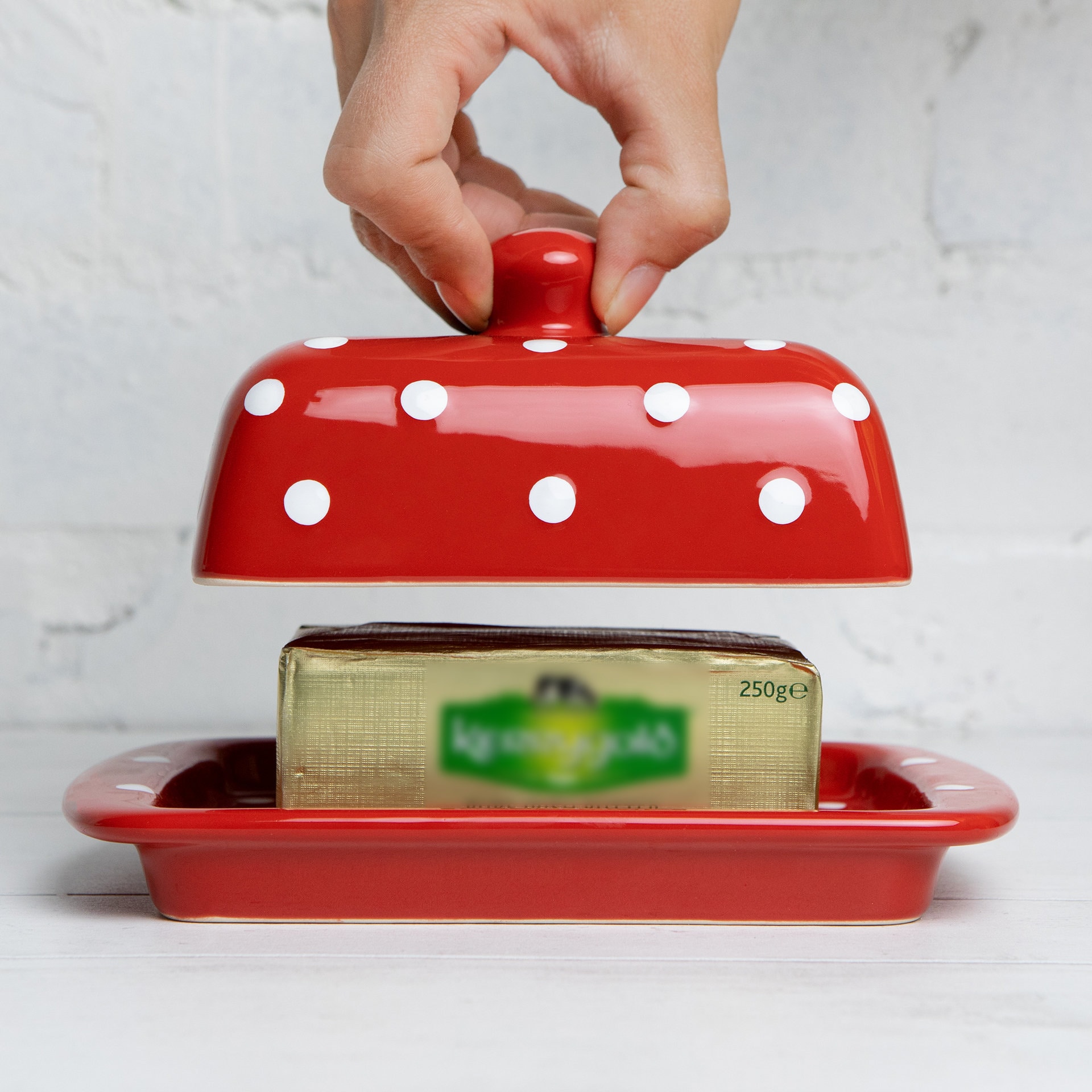 Red Covered Butter Dish With Lid Ceramic Butter Keeper - Etsy UK