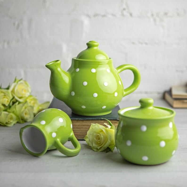 Green Ceramic Tea Set Handmade Teapot Set SMALL Teapot Milk | Etsy