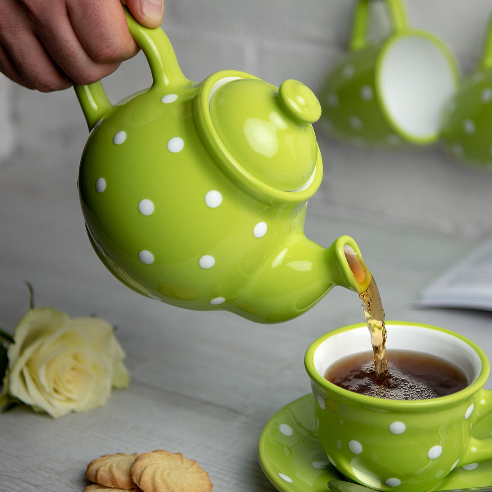 Green Ceramic Tea Set Handmade Teapot Set SMALL Teapot Milk | Etsy