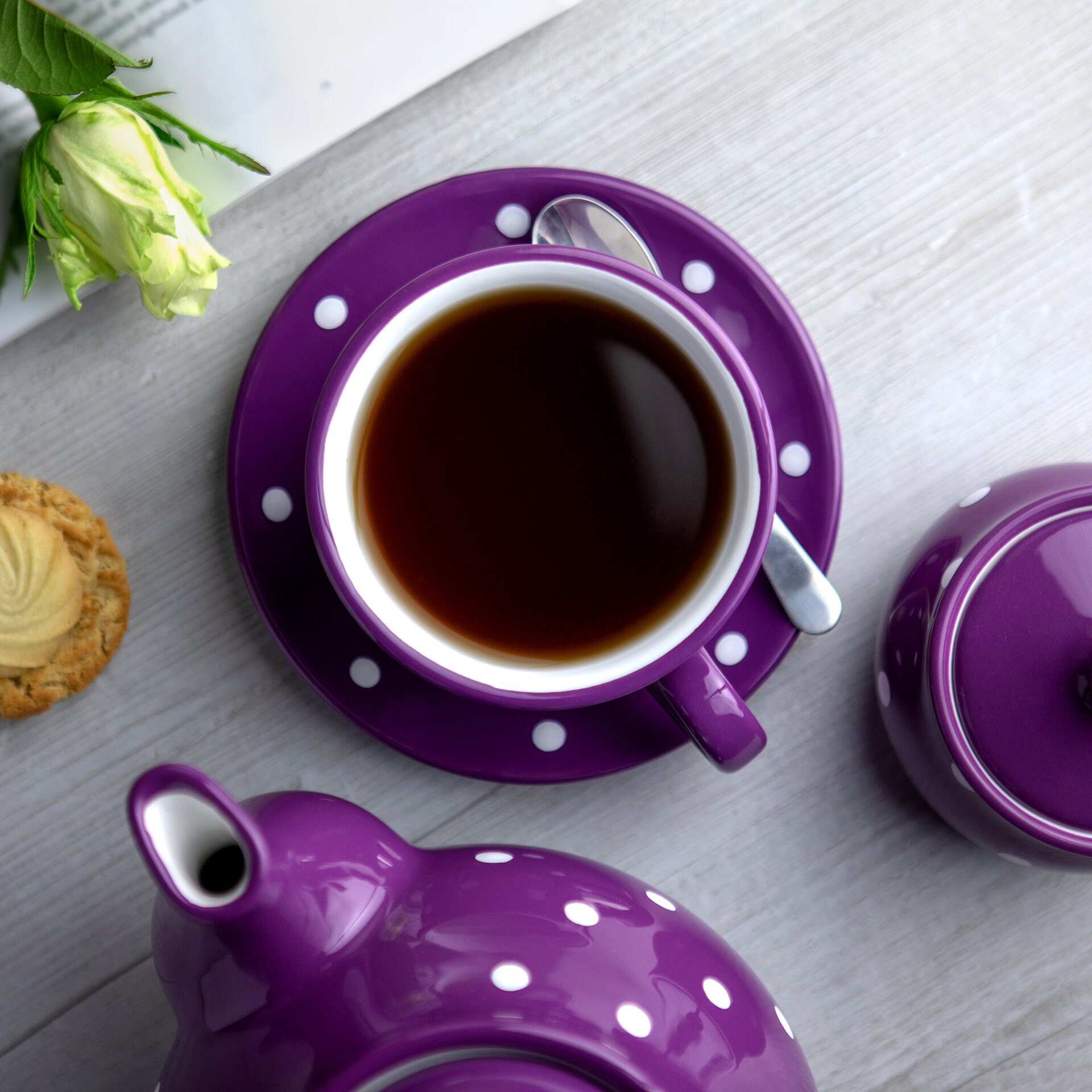 Purple Large Teacup LARGE Cup and Saucer Handmade White - Etsy UK