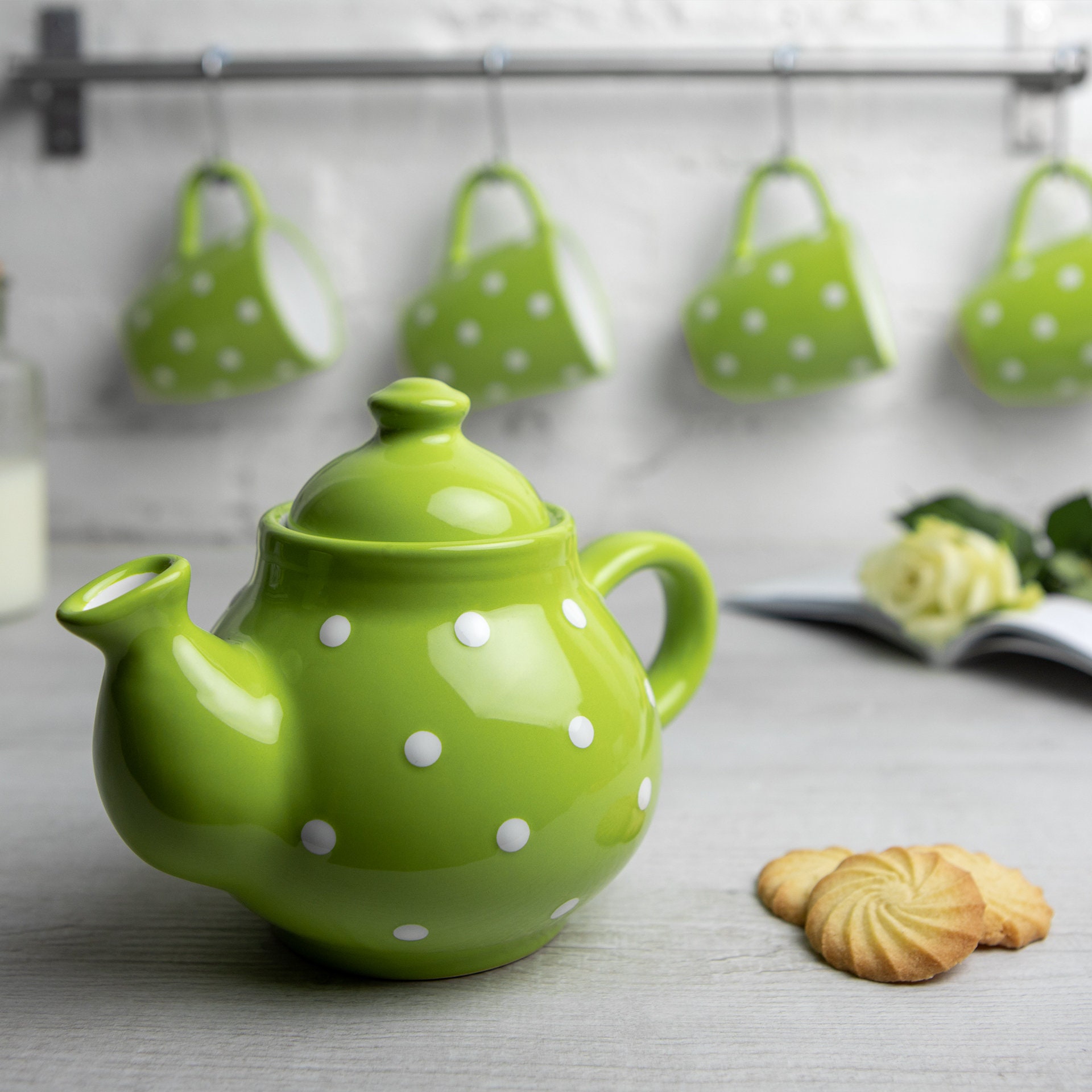 Green Ceramic Tea Set Handmade Teapot Set SMALL Teapot Milk | Etsy