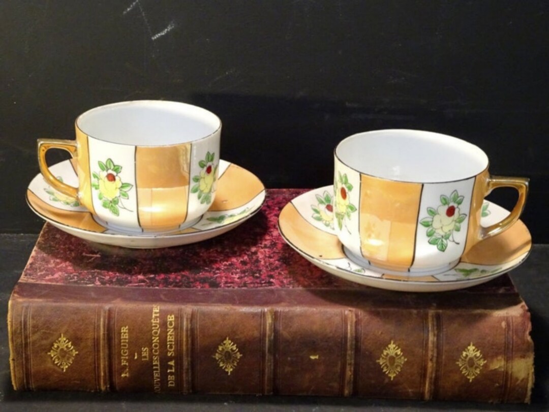 Vintage Lusterware Tea Cup Set: Iridescent Asian Porcelain - Etsy