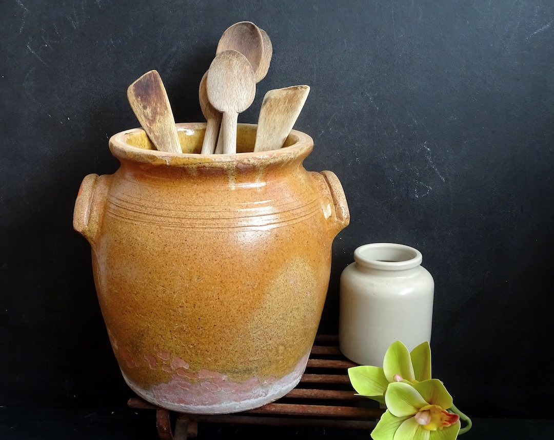 XXL Antique French Stoneware Crock: Glazed Pottery Jar - Etsy