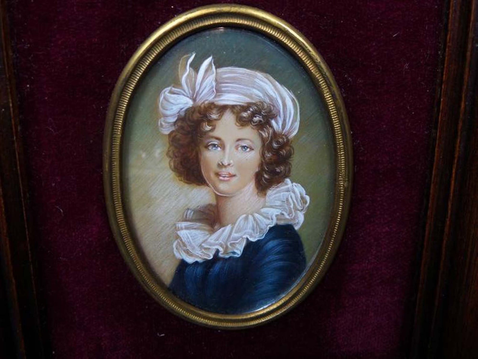 Exquisite French Antique / Vintage Miniature Portrait of a Young Lady ...