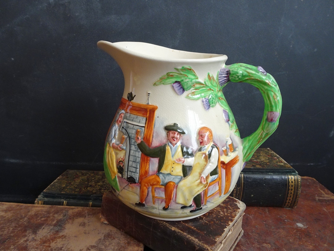 Vintage Majolica Musical Jug Crown Devon Fieldings. Singing Pitcher ...