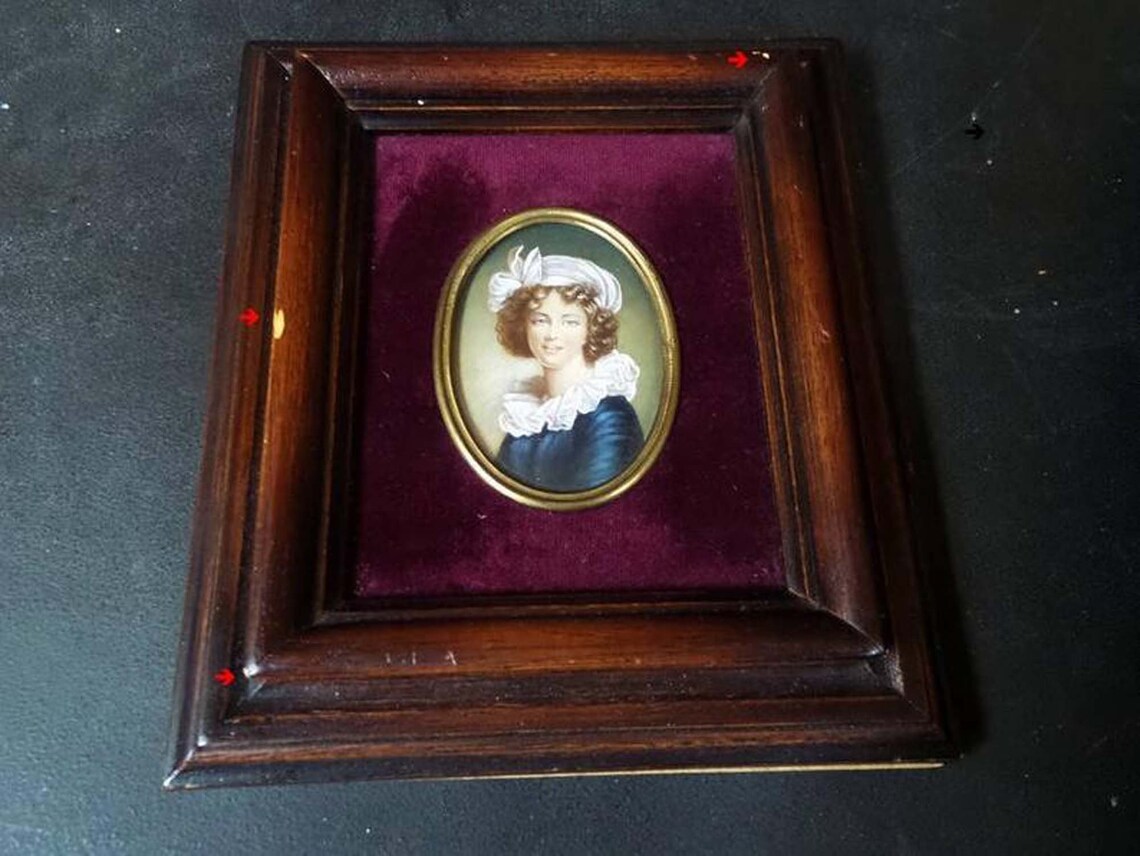 Exquisite French Antique / Vintage Miniature Portrait of a Young Lady ...