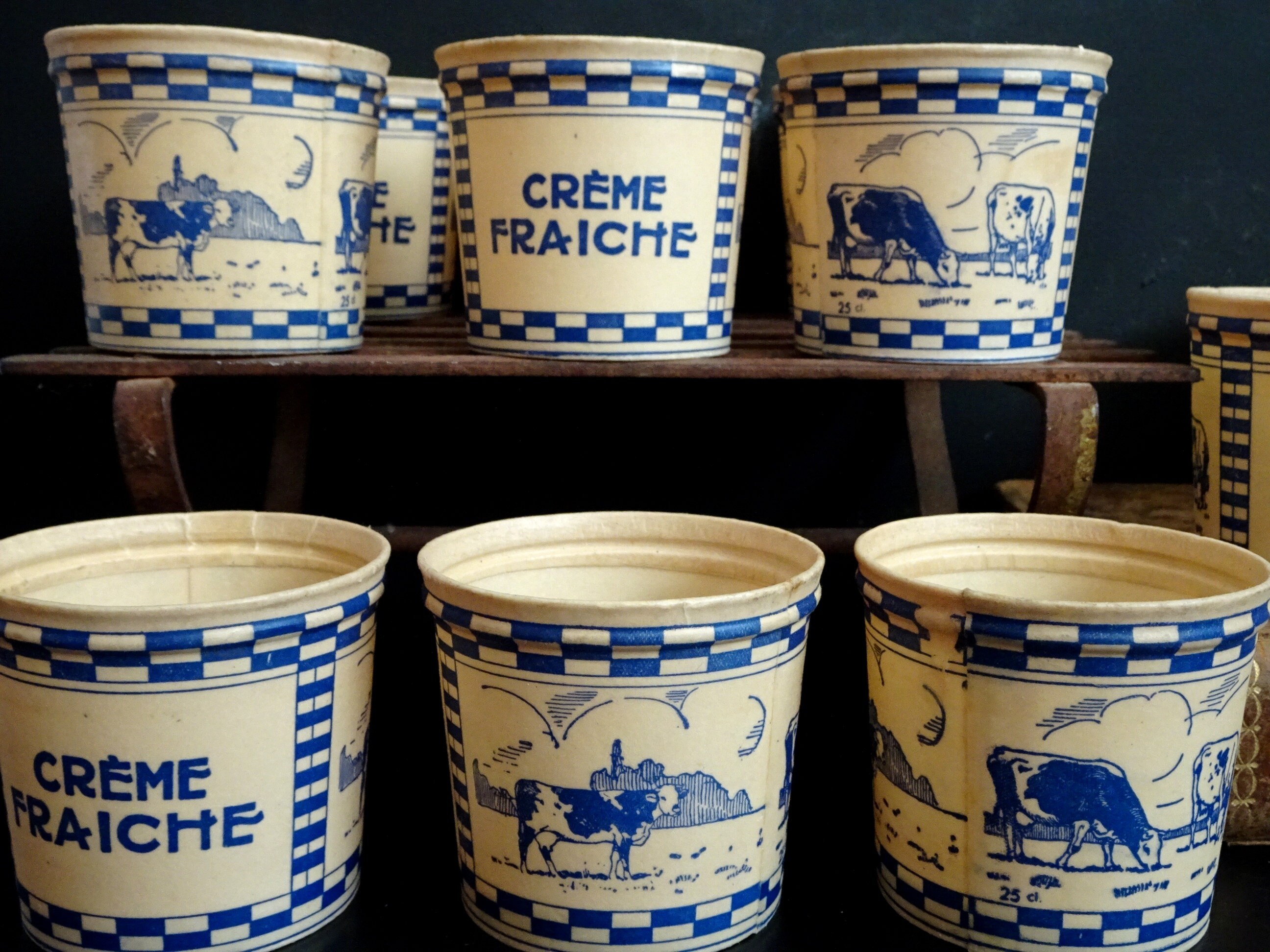 Vintage Waxed Cardboard "creme Fraiche" Containers. French Vintage Pots ...