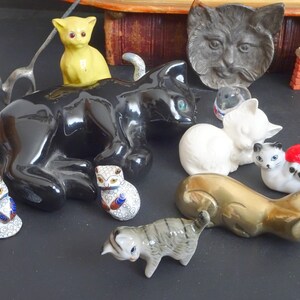 35 Pc Cat Figurine Lot, Ceramic, Brass, Resin, Glass Cats. Instant ...