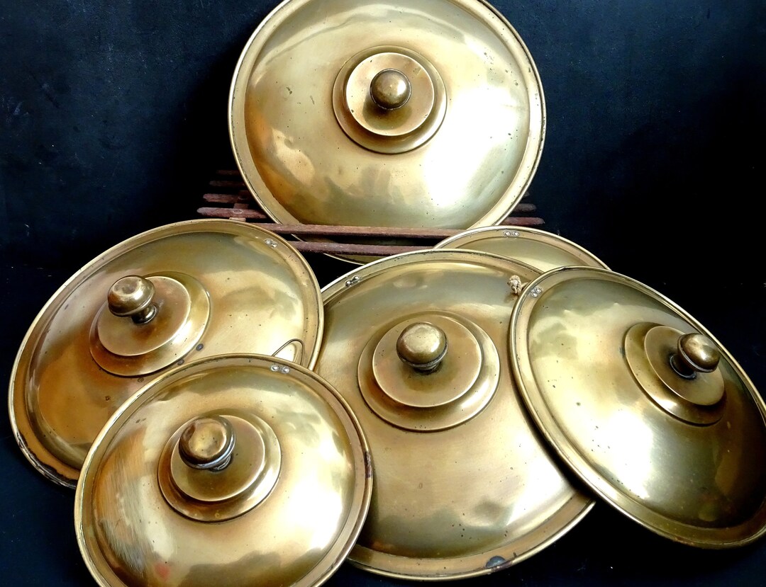 6 French Vintage Brass Lids for Wall Hanging. Kitchen Decor . Kitchen ...
