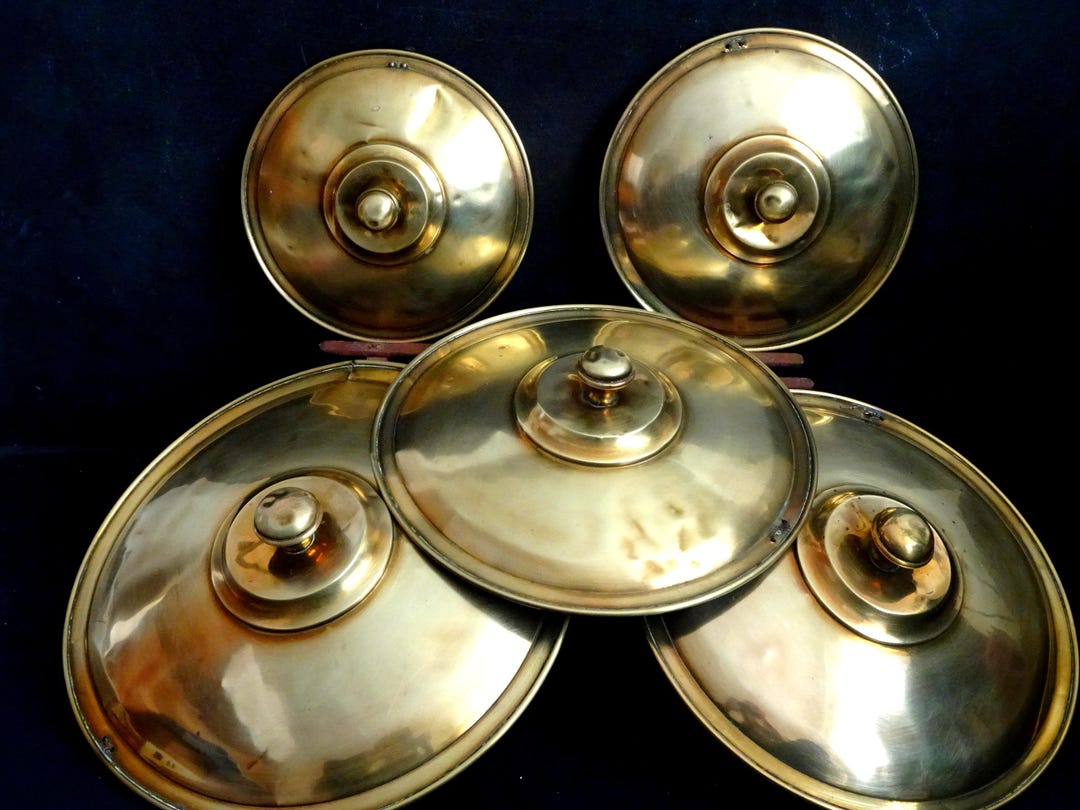 Kitchen Wall Decor 5 French Vintage Brass Lids for Wall Hanging ...