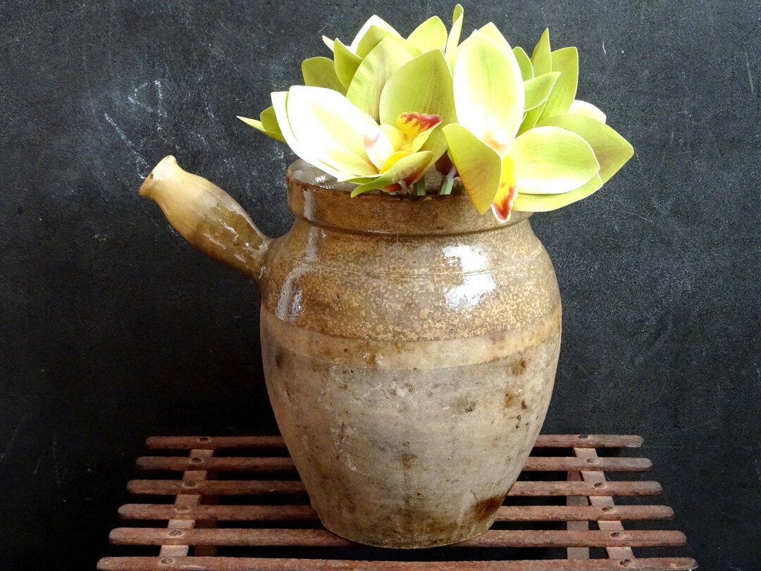 1800s French Glazed Cooking Pot With Handle, Antique Terracotta Pot - Etsy