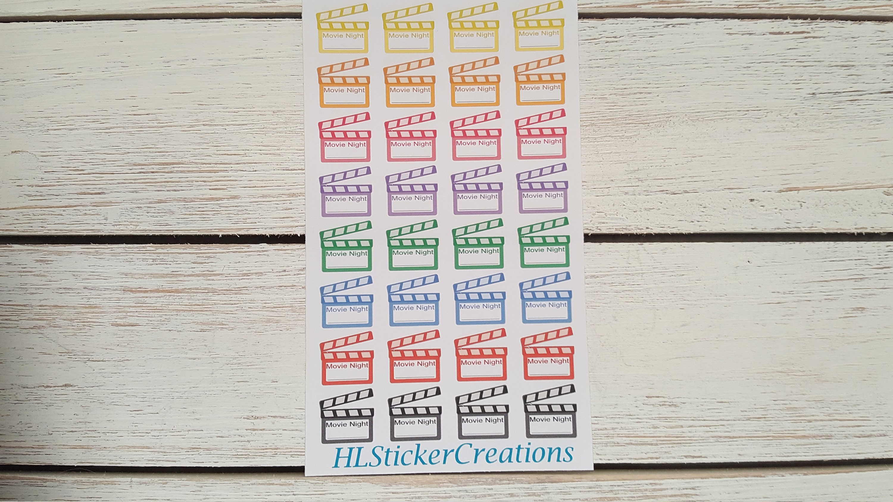 Red Pink Yellow Purple Movie Night Stickers 32 Blue Green Orange Movie ...