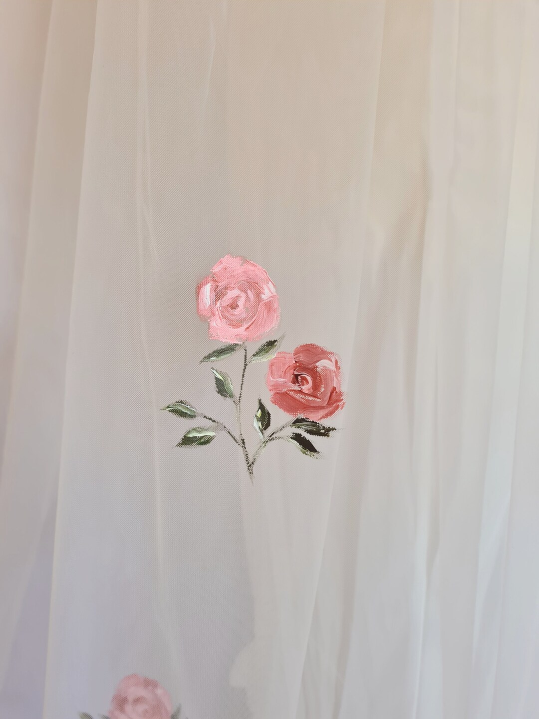 Belle Hand Painted Rose Wedding Veil. Long Veil, Floral Veil, Rose Veil ...