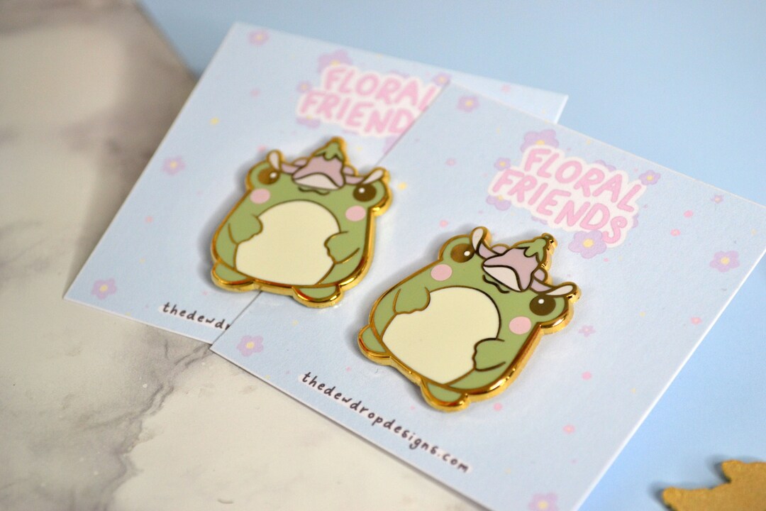 Floral Frog Enamel Pin Badge / Kawaii Animal Pin / Cute Enamel Lapel ...