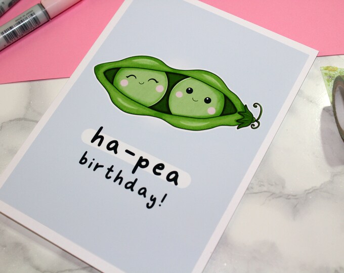 Ha-pea Birthday Card / Pea Pod Greetings Card/ Cute Birthday | Etsy