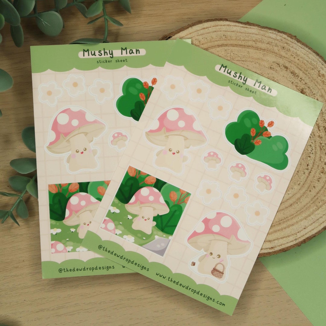 Mushy Man Sticker Sheet/ Cute Mushroom Planner Stickers/ Kawaii ...