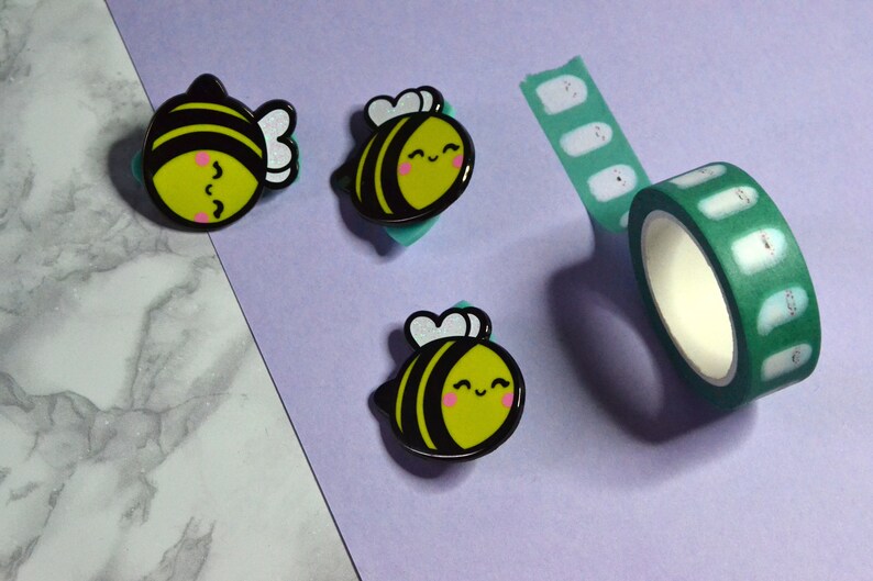 Happy Little Bee Enamel Pin Badge / Kawaii Bumble Bee Pin / Cute Enamel ...
