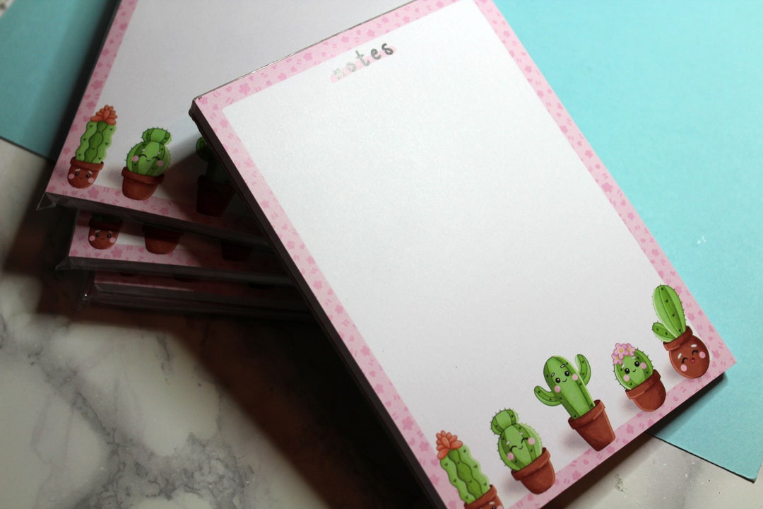 Cute Cactus Note Pad / Kawaii Succulent List Pad / A6 Desk - Etsy
