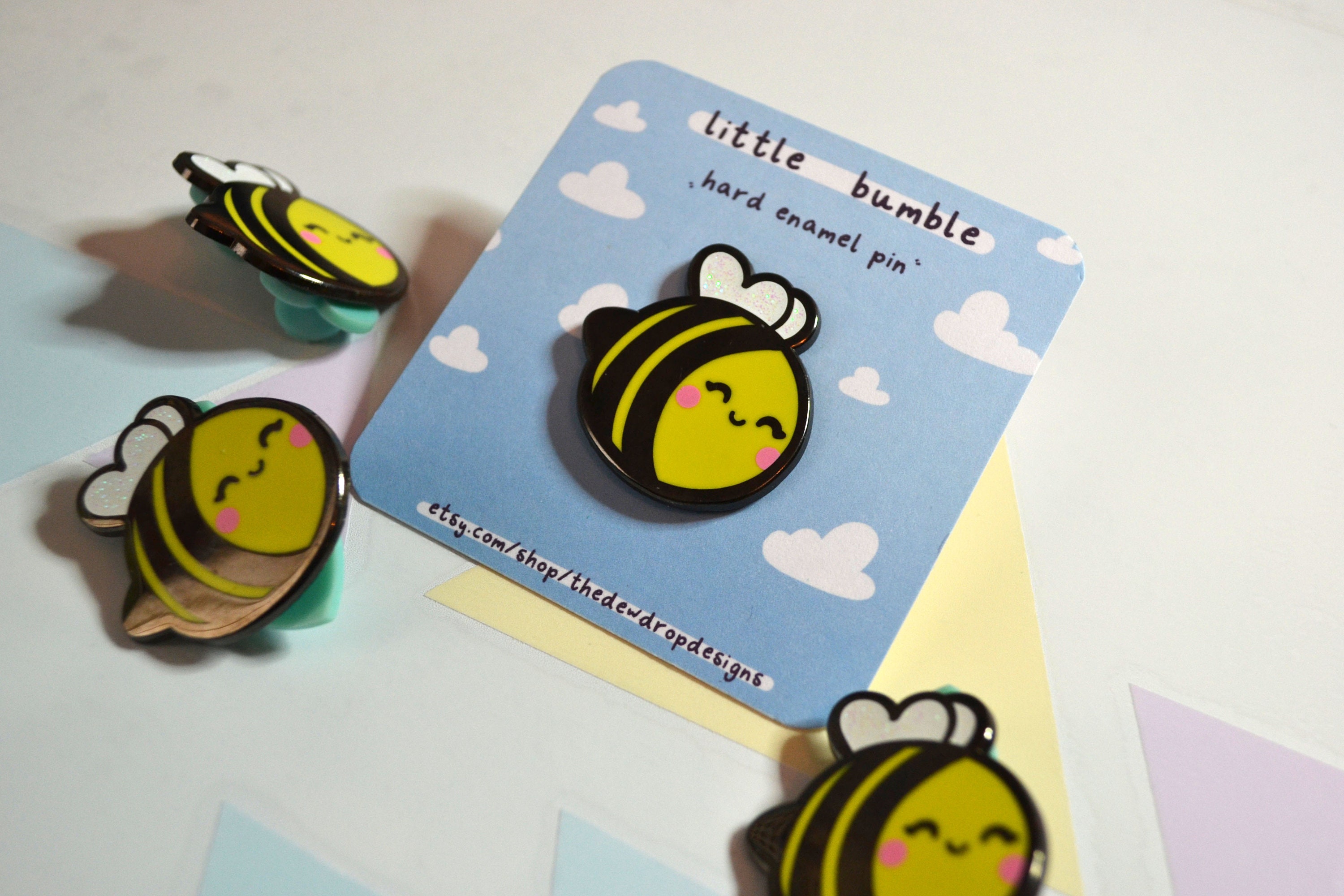 Happy Little Bee Enamel Pin Badge / Kawaii Bumble Bee Pin / Cute Enamel ...