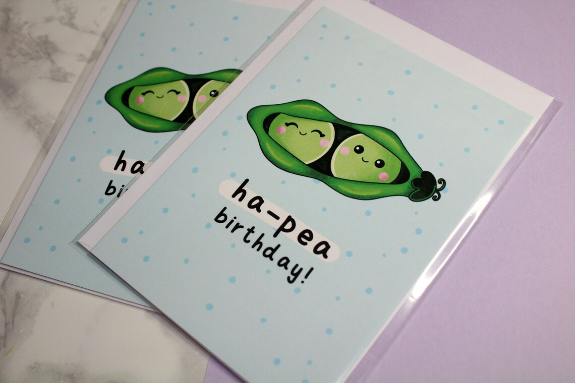 Ha-pea Birthday Card / Pea Pod Greetings Card/ Cute Birthday - Etsy