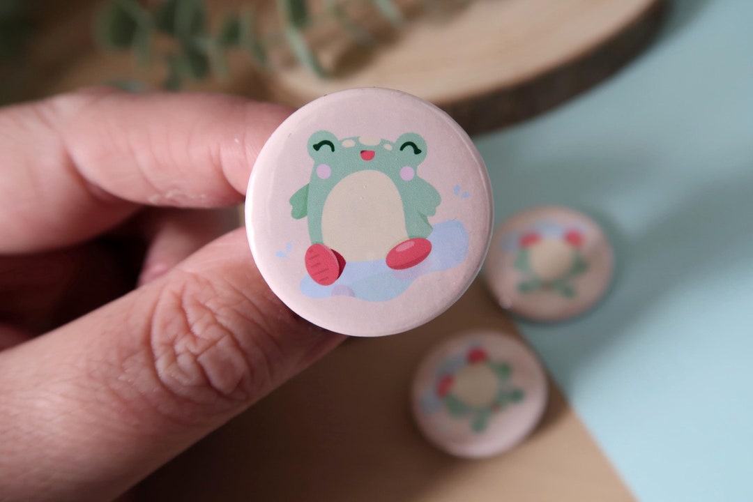 Puddle Frog Button Badge / Froggie Badge / Cute Froggy Flair Pin - Etsy