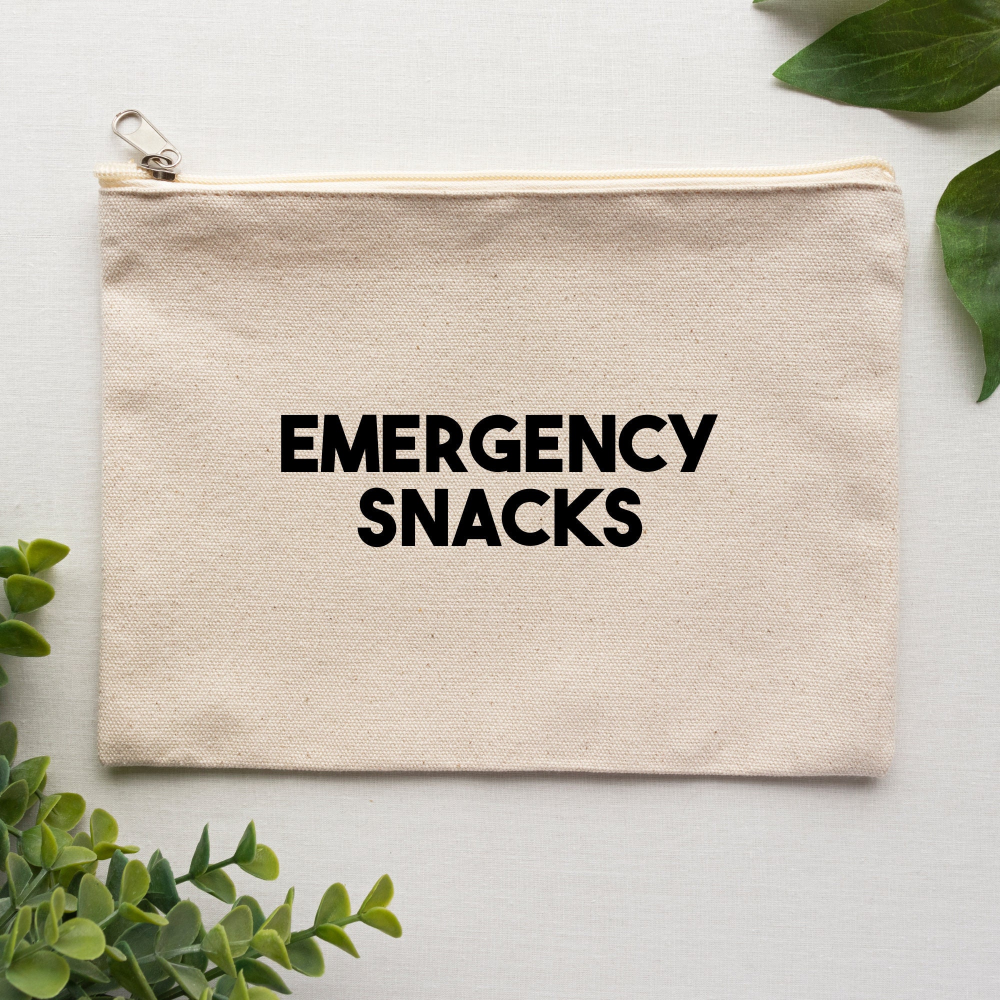Emergency Snacks Canvas Zipper Pouch - Travel Snack Bag - Etsy