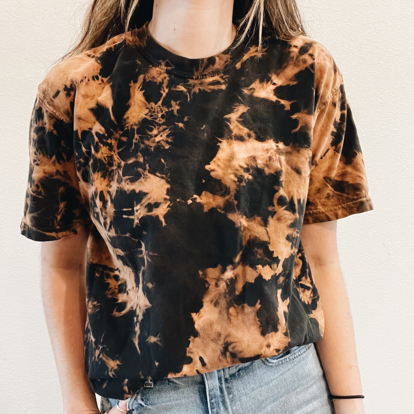 Hand Bleach-dyed T-shirt: Black Reverse Tie Dye, Comfort Colors - Etsy