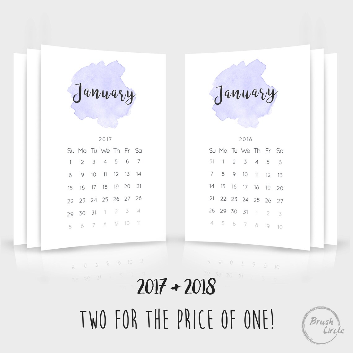 2017 2018 Calendar Template 12x18 Photo Simple Wall Calendar, Modern ...