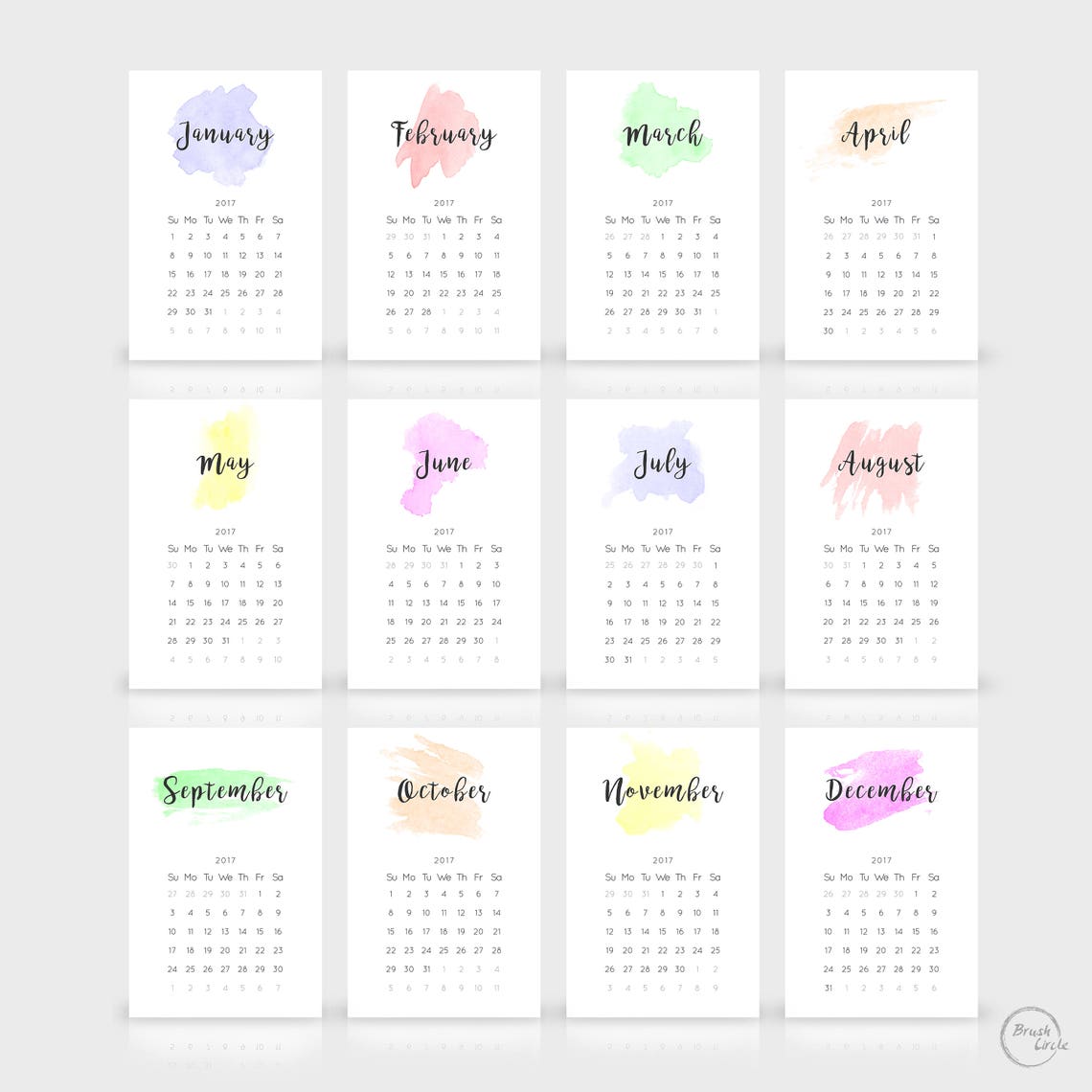 2017 + 2018 Calendar Template - 12x18 Photo Simple Wall Calendar ...