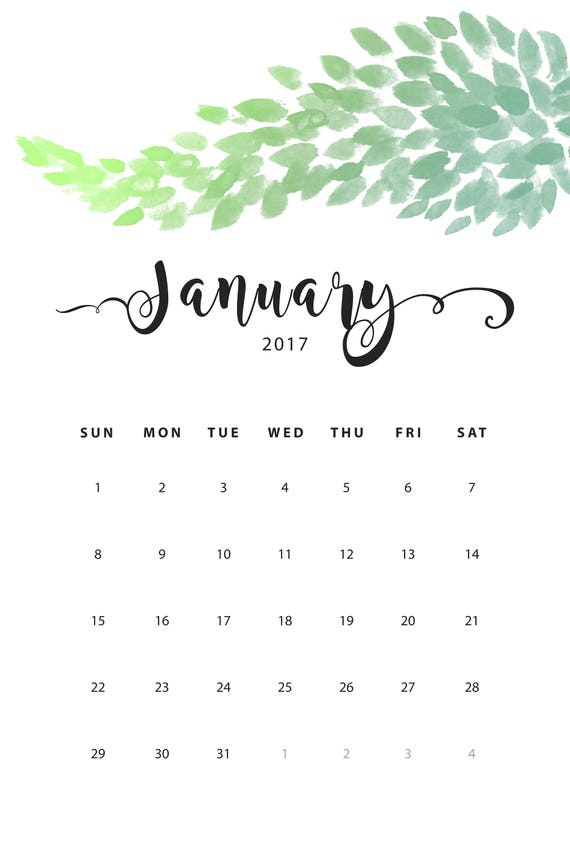 2017 2018 Monthly Calendar Doodle Typography Large Desk Calendar