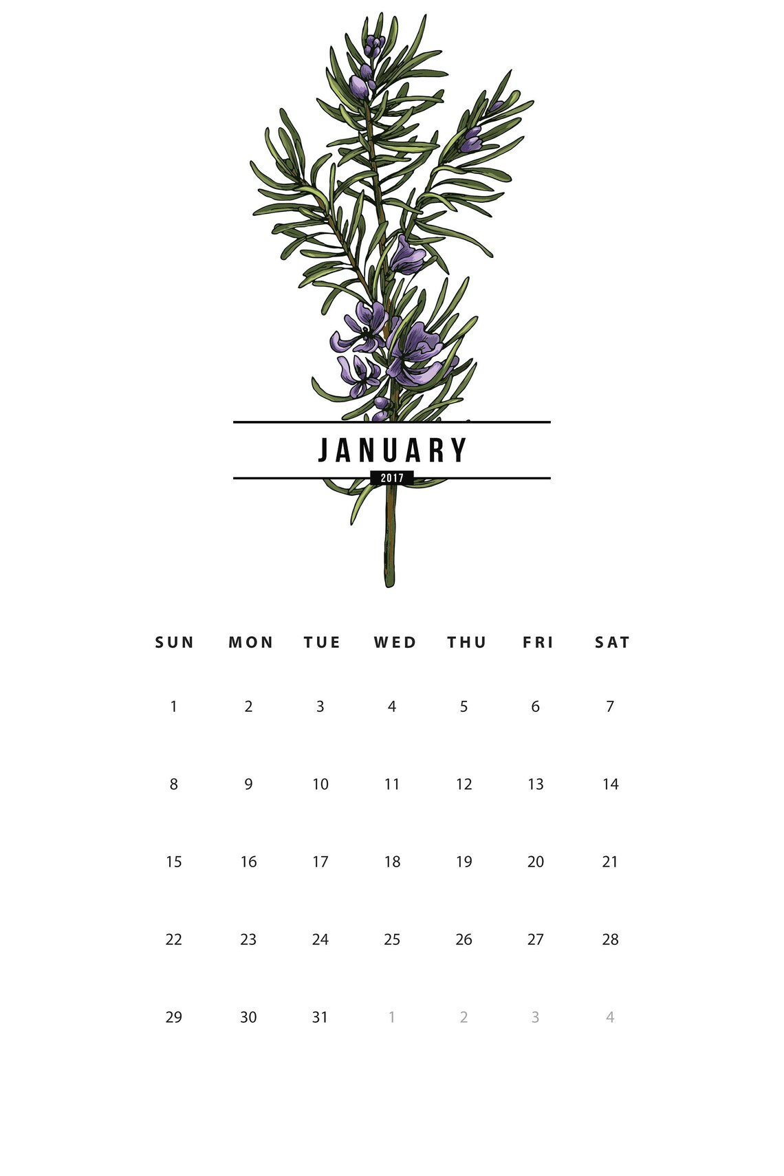 2017 + 2018 Calendar Template - 12x18 + A4 Photo Simple Wall Calendar ...