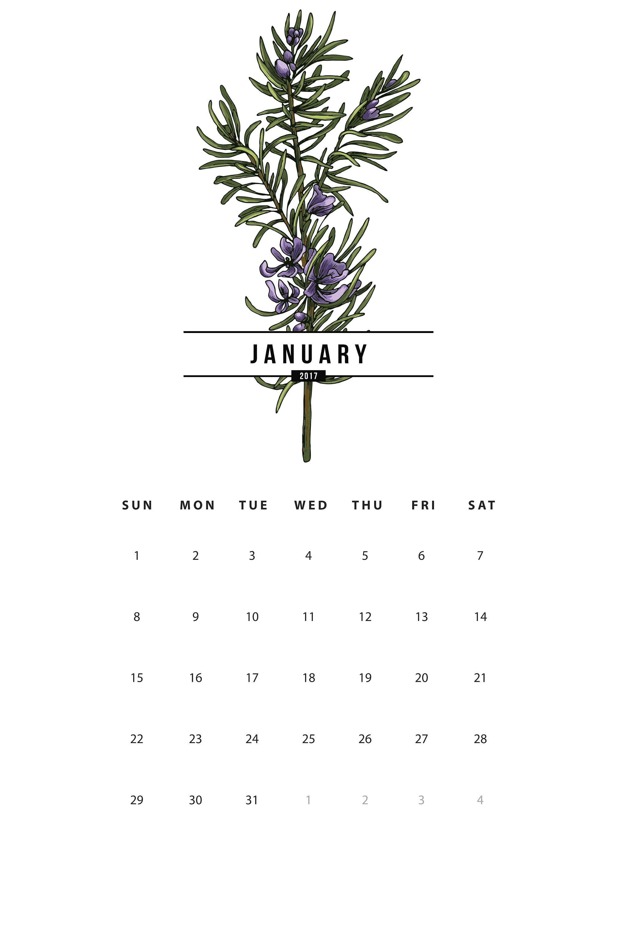 2017 + 2018 Calendar Template - 12x18 + A4 Photo Simple Wall Calendar ...