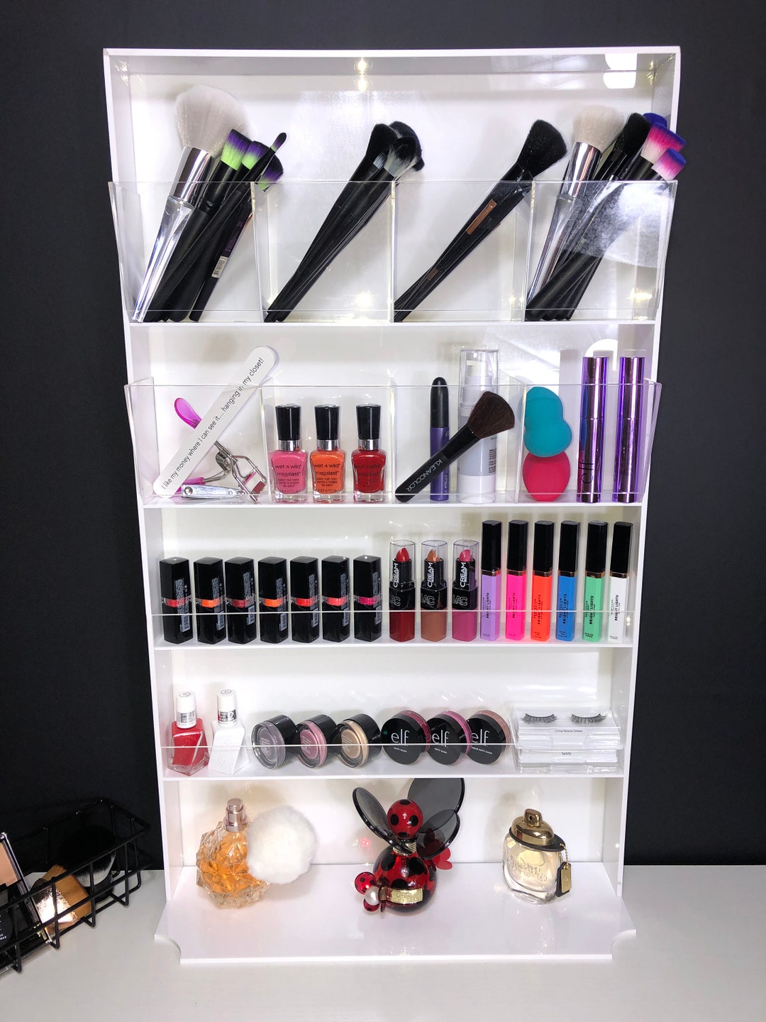 Wall Mounted Makeup Organizer, Cosmetic Storage - Etsy