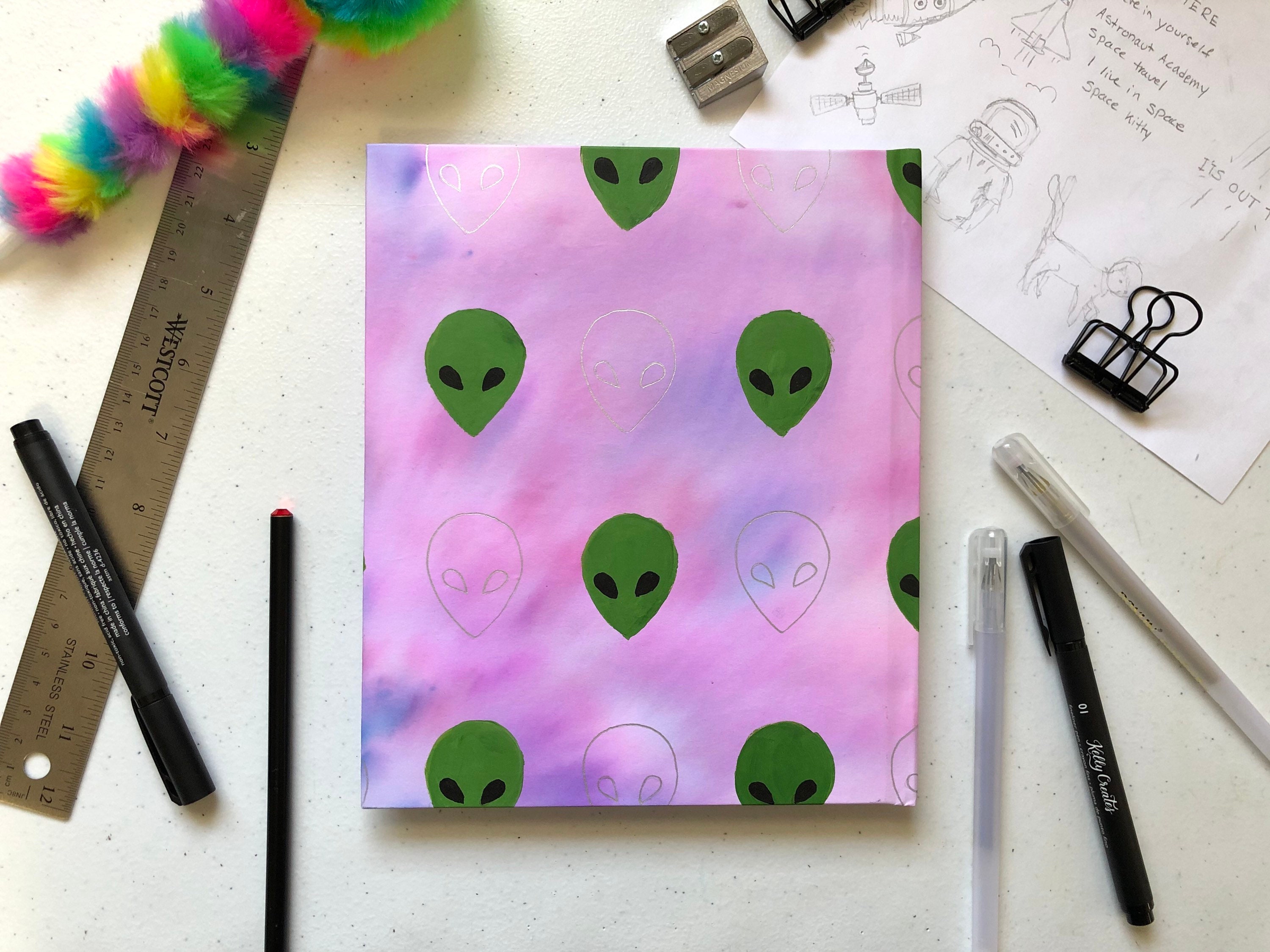 Alien Head Space Bullet Journal 7x8 1/2 40 Pages dot | Etsy