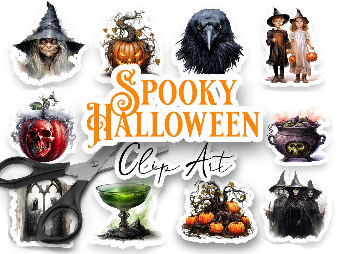 30 Spooky Halloween Clip Art Pieces Witch Clip Art Ravens - Etsy