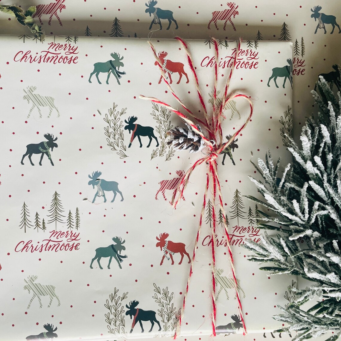 Punny Moose Christmas Wrapping Paper Roll - Christmoose - Cream ...