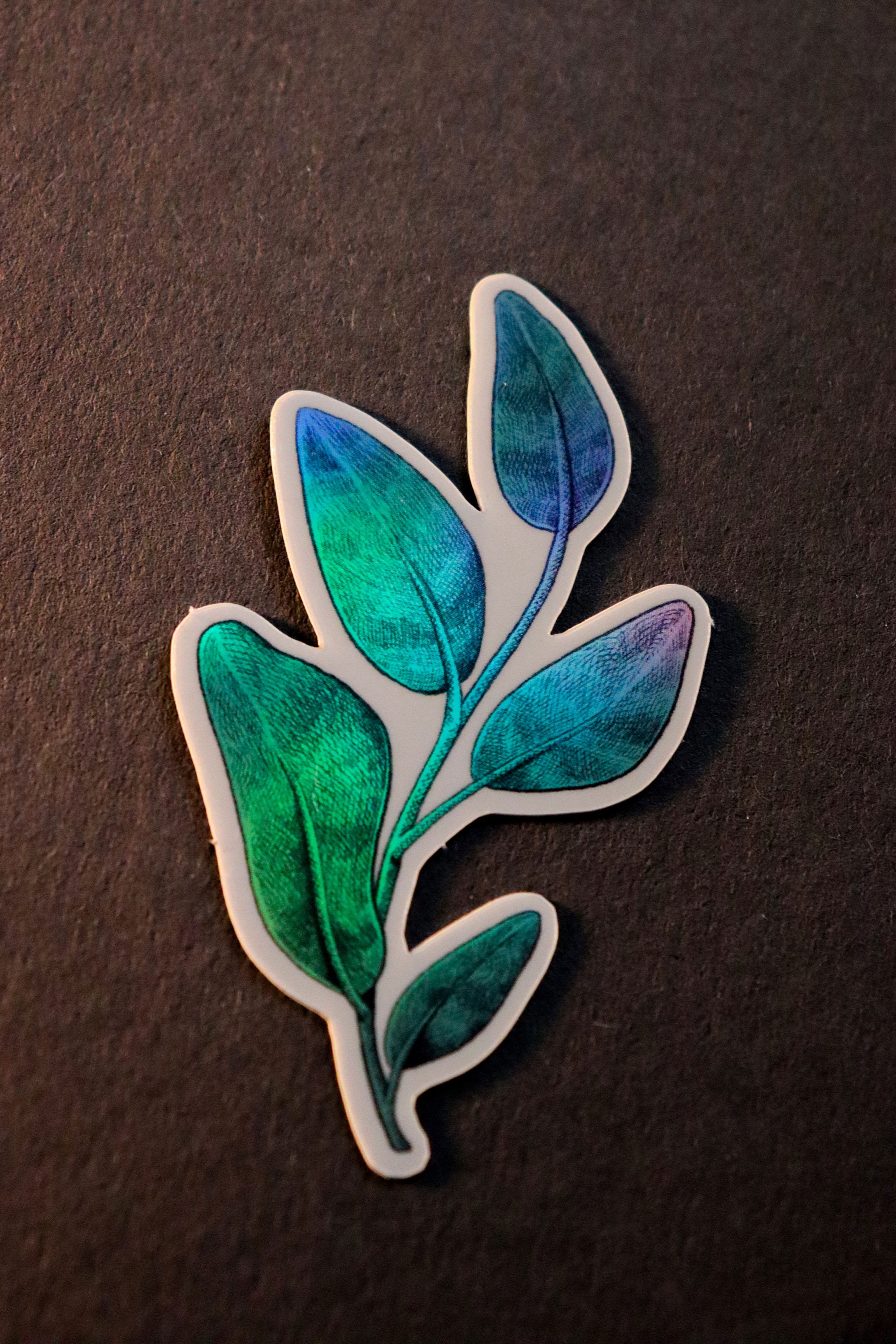 Sage Branch Vinyl Holographic Sticker Kawaii Trippy Sticker. | Etsy