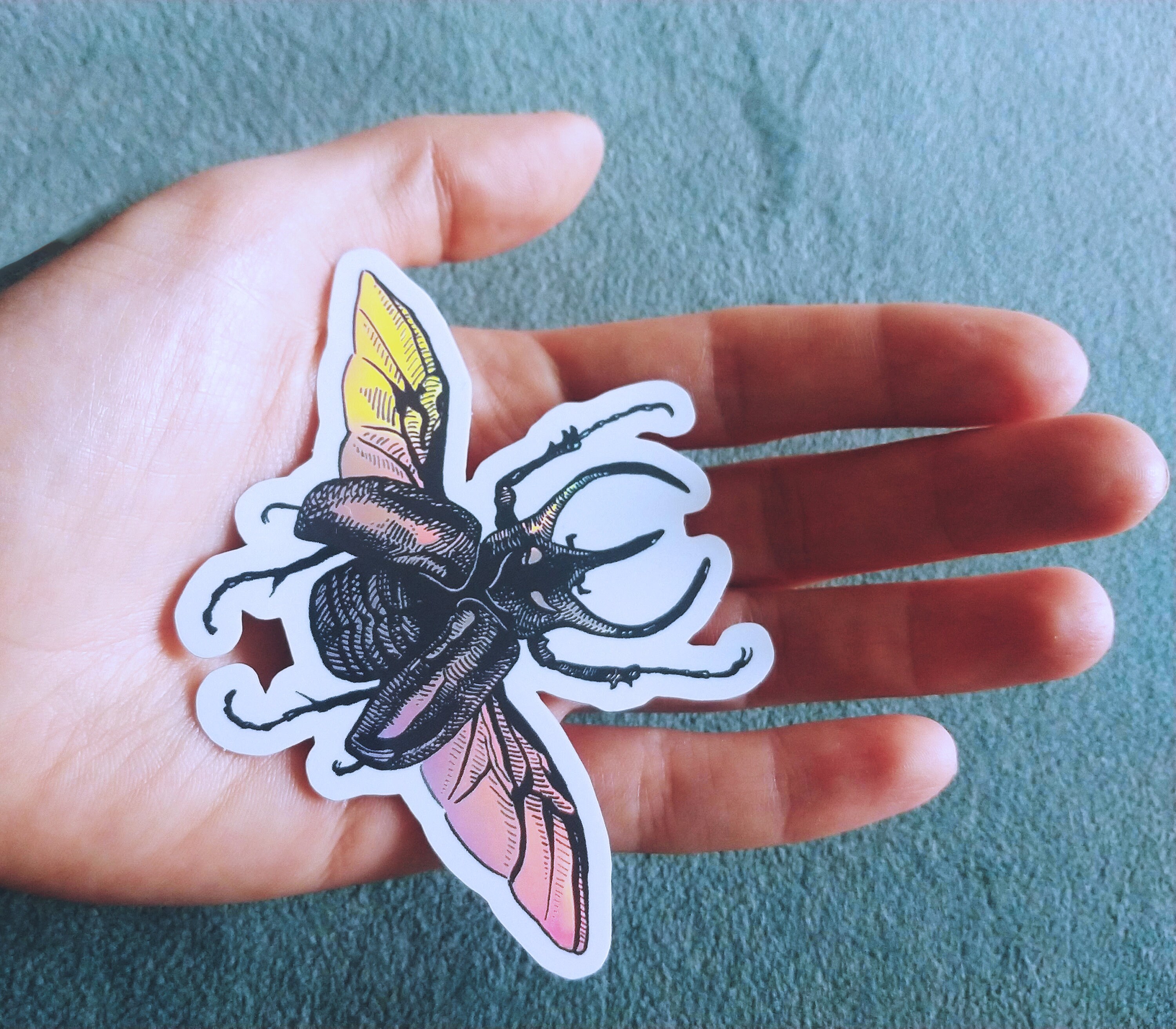 Holographic Beetle Sticker Big Vinyl Holographic Sticker | Etsy