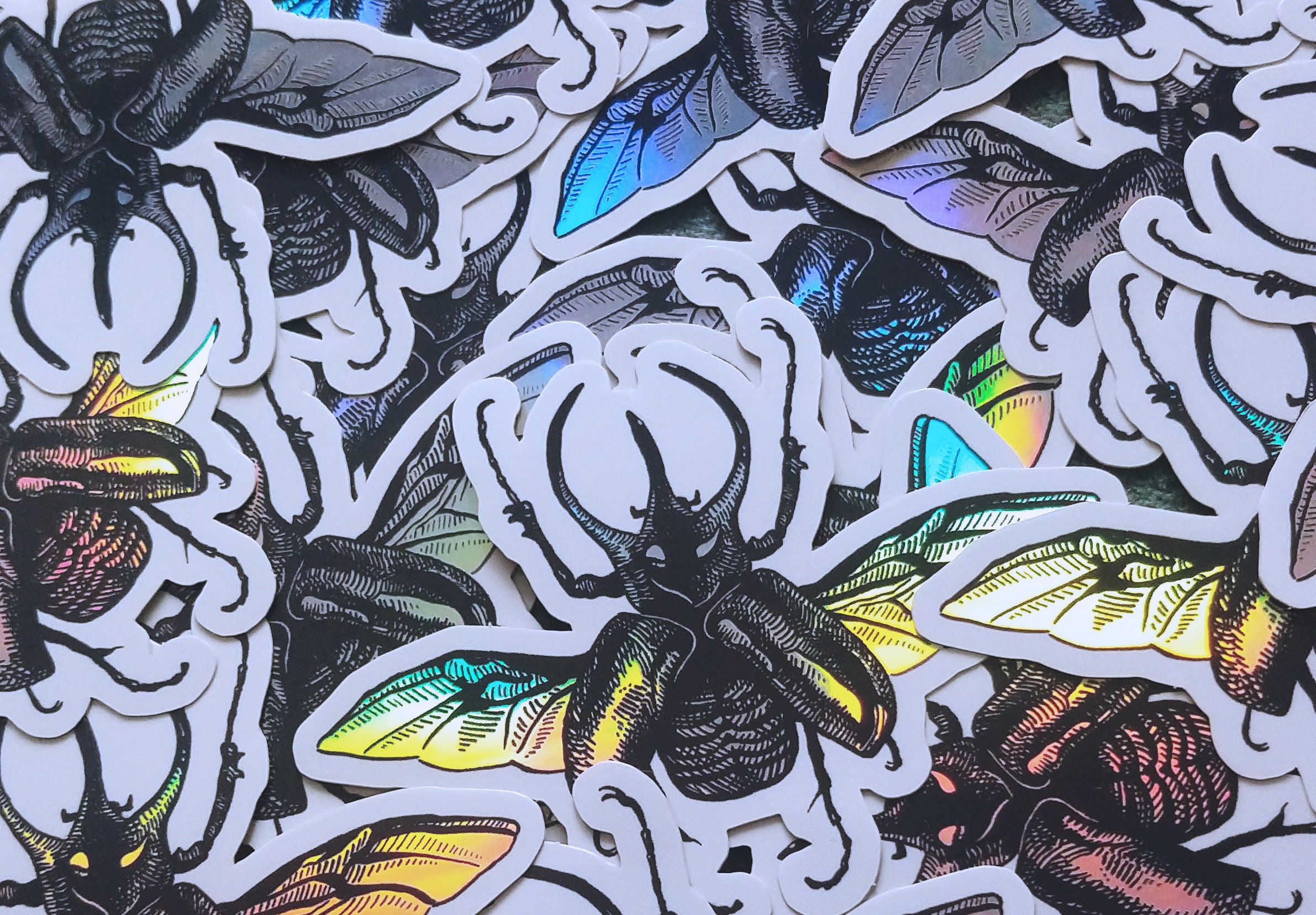 Holographic Beetle Sticker Big Vinyl Holographic Sticker | Etsy