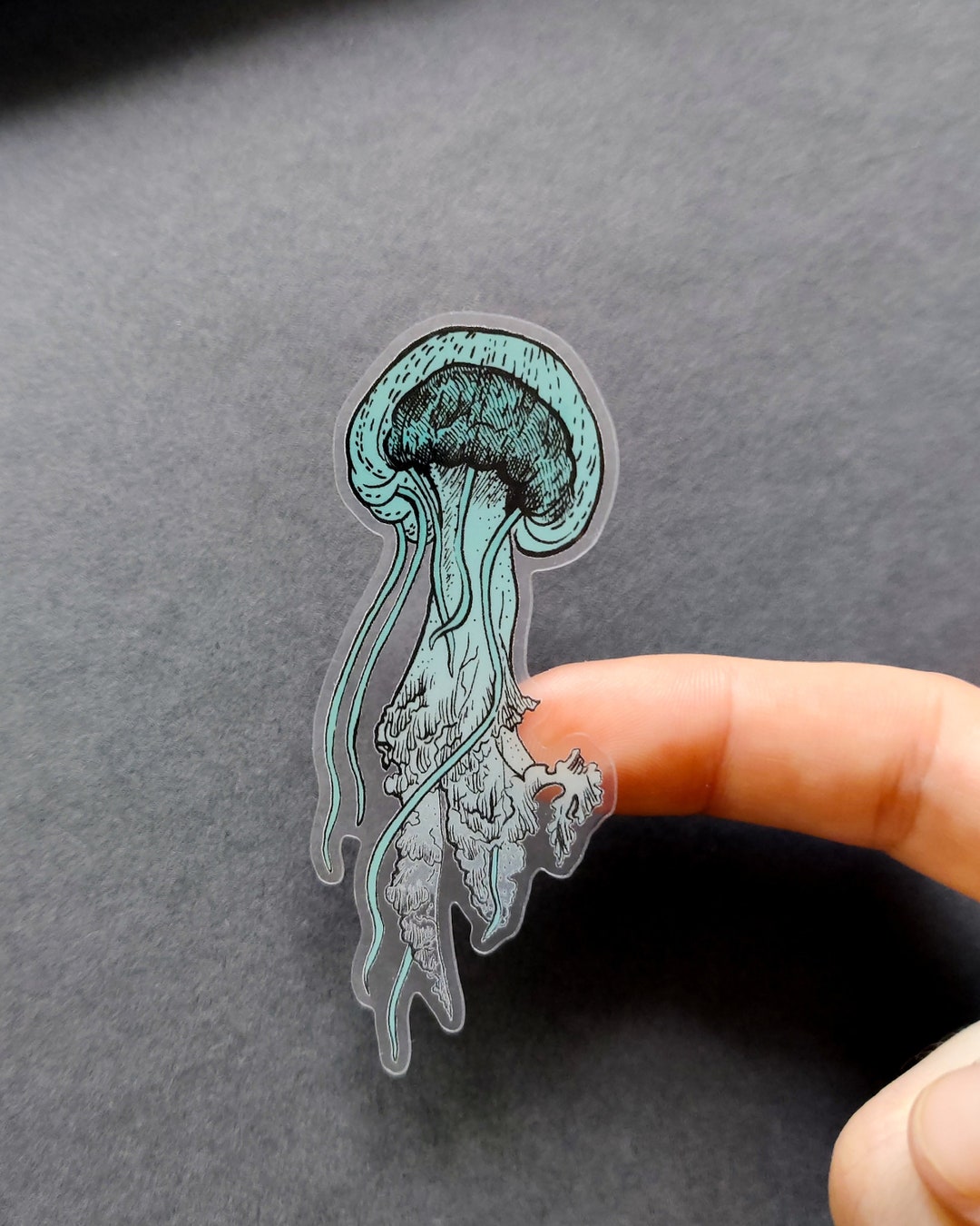 Jellyfish Sticker, Transparent Sea Animal Sticker, Clear Vinyl. Ocean ...