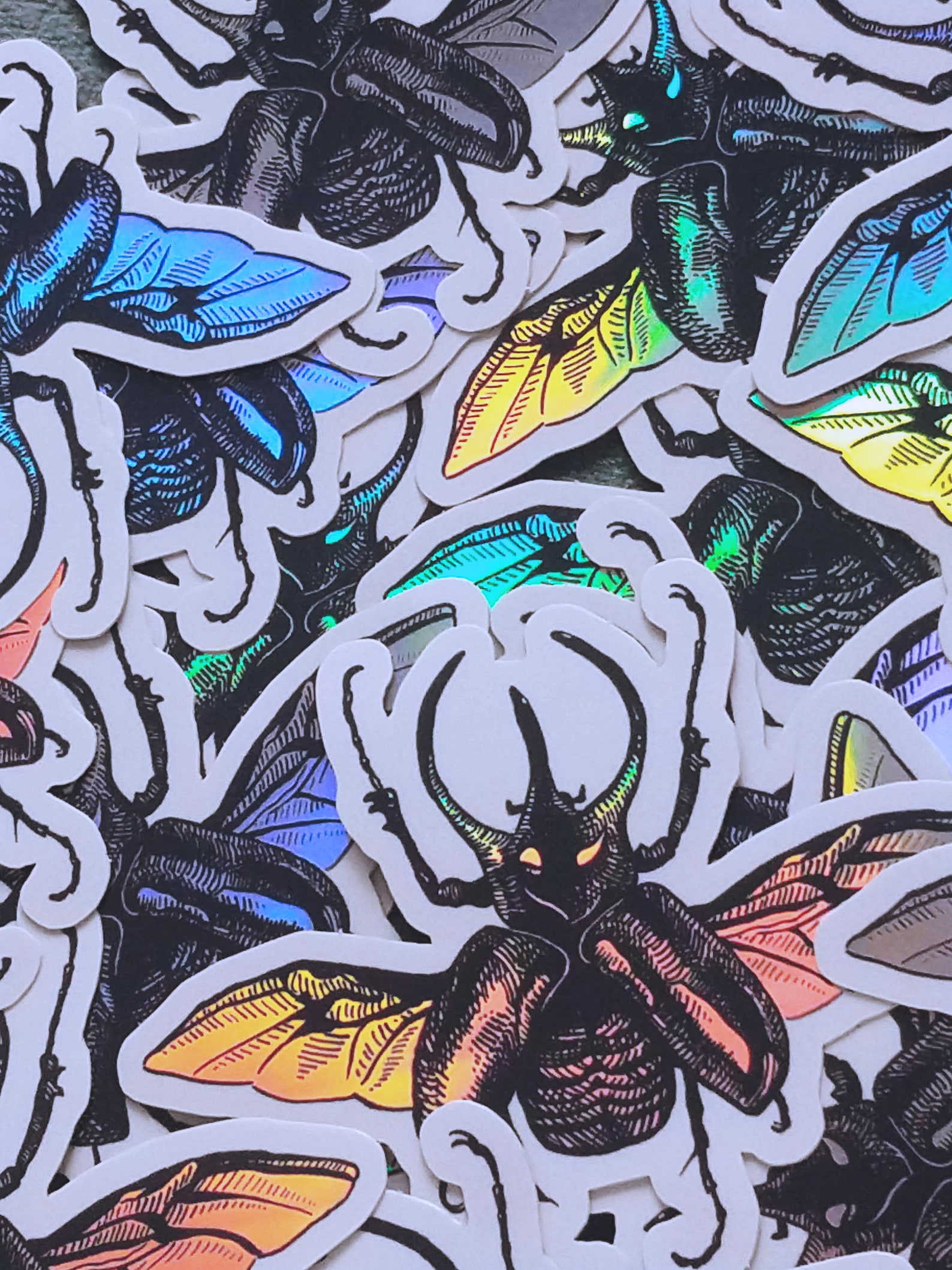 Holographic Beetle Sticker Big Vinyl Holographic Sticker | Etsy