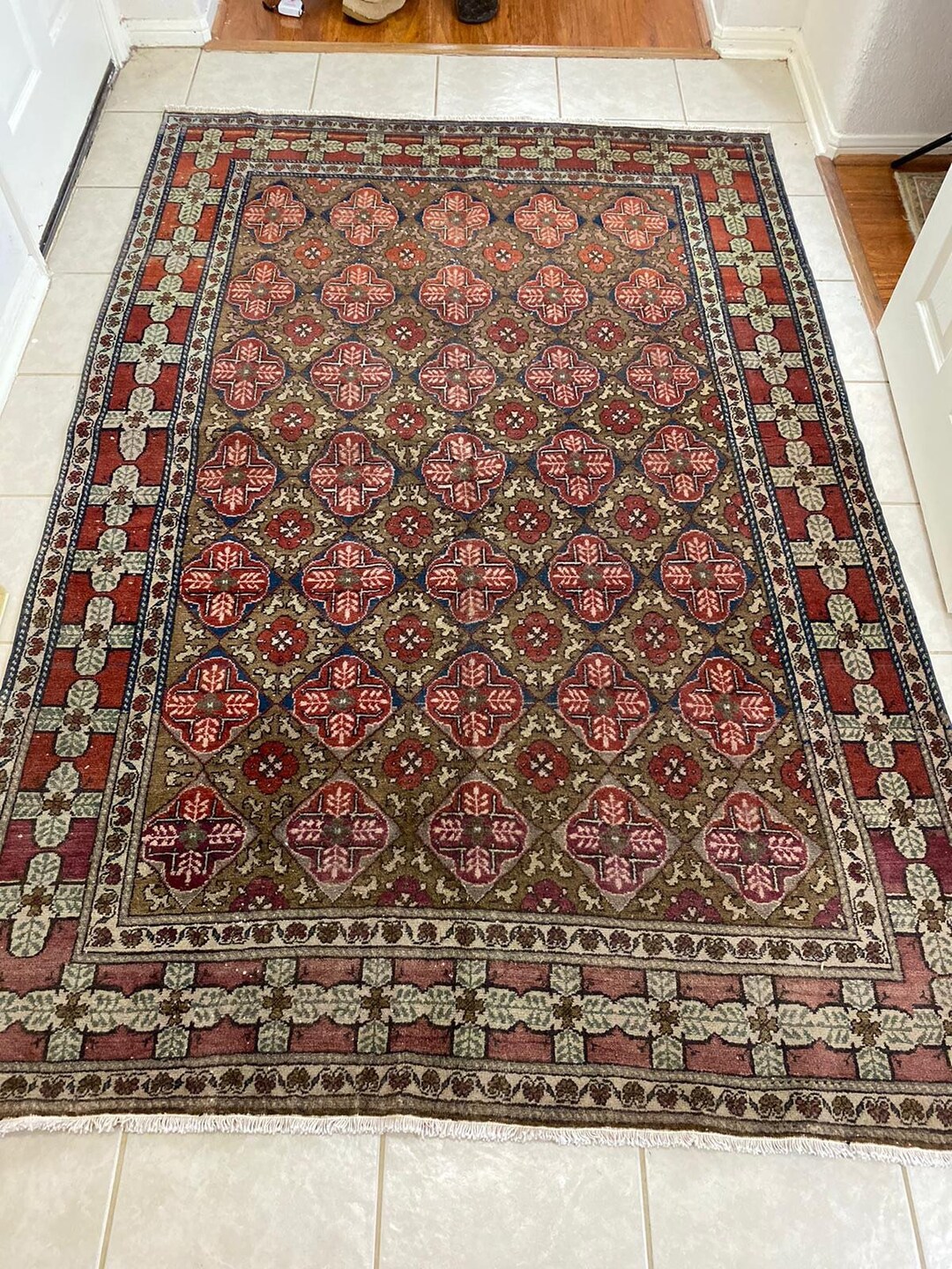 Floral Design Pastel Area Rug, Muted Rug , Vintage Rug, 90x60 Inches - Etsy