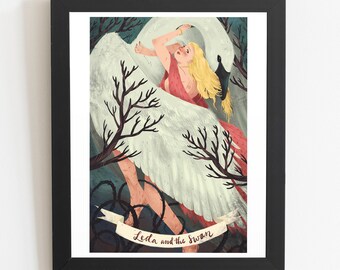Leda and the Swan Print - Etsy
